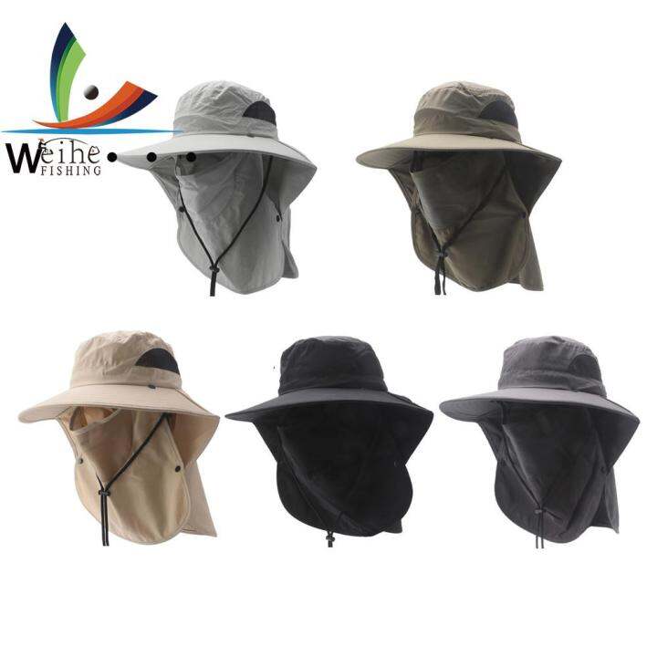 Weihe หมวกชาวประมงโพลีเอสเตอร์ป้องกันแสงแดดแบบแยกส่วนได้ Topi Memancing ...