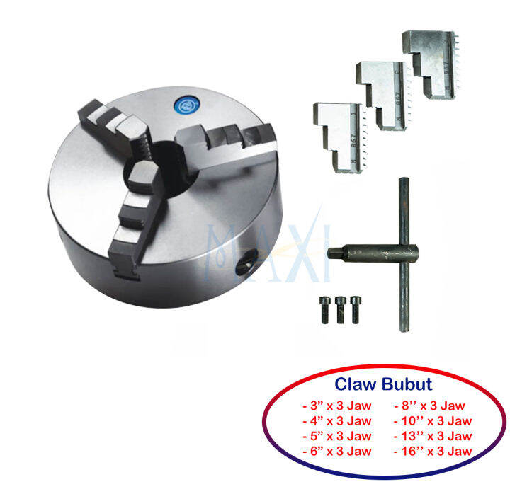 Claw / Chuck / Catok Bubut 3 Jaw / Kaki 3 Bola Dunia uk. 3 / 4 / 5 / 6 ...
