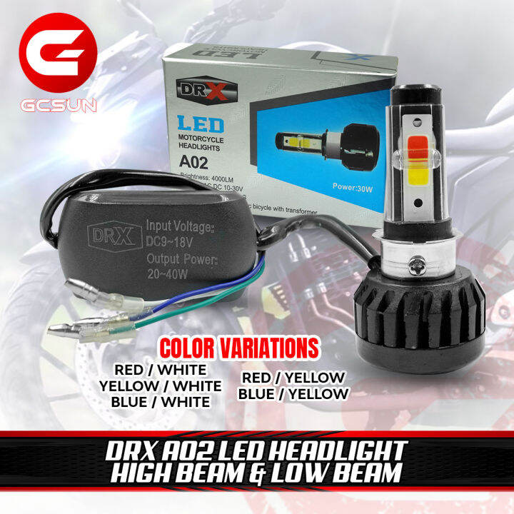 DRX A02 LED HEADLIGHT HIGH BEAM & LOW BEAM - GCSUN MOTORCYCLE | Lazada PH
