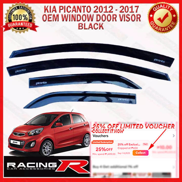 Picanto 2012 - 2017 OEM Window Door Visor Black Thailand Quality ...
