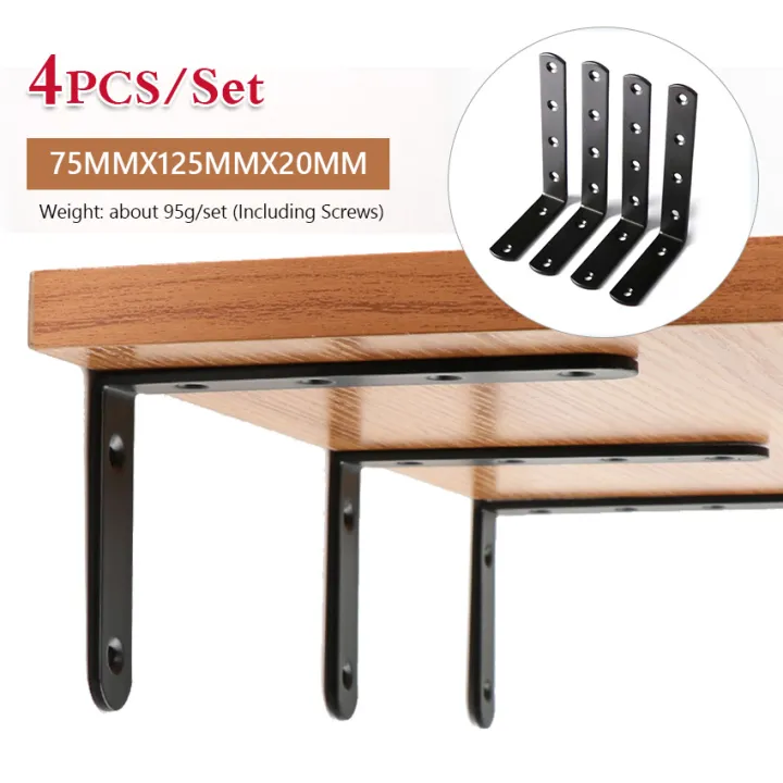4Pcs/set L Shape Wall Bracket Shelf Angle Bracket Cast Iron Heavy Duty ...
