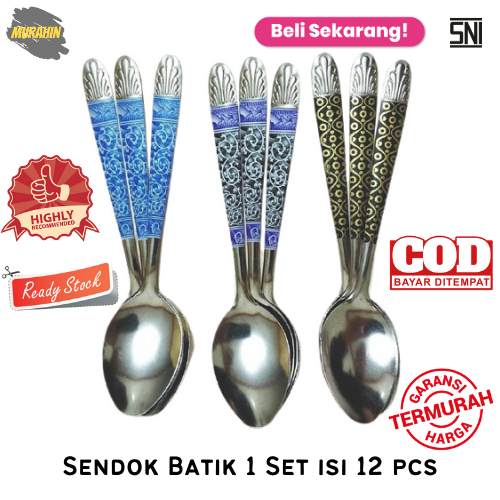 [BISA COD] PROMO Sendok Makan Batik Isi 12 pcs Stainless Tebal Anti ...