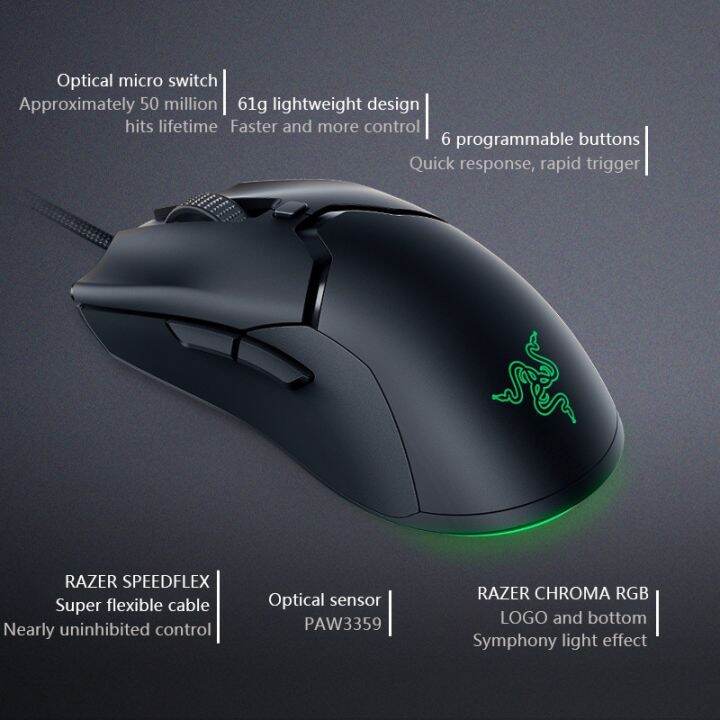 Razer Viper Wired Mini Mouse Optical Sensor Chroma RGB Gaming Wired ...