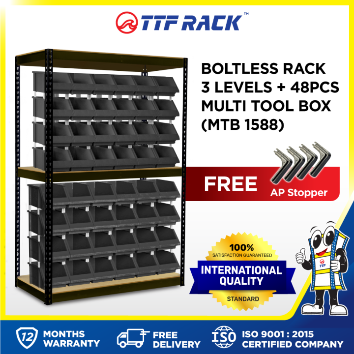 TTF Rack™ (E-BOLTLESS RACK + MULTI TOOL BOX)(H)152cm (D)31cm (L)122cm 3 ...