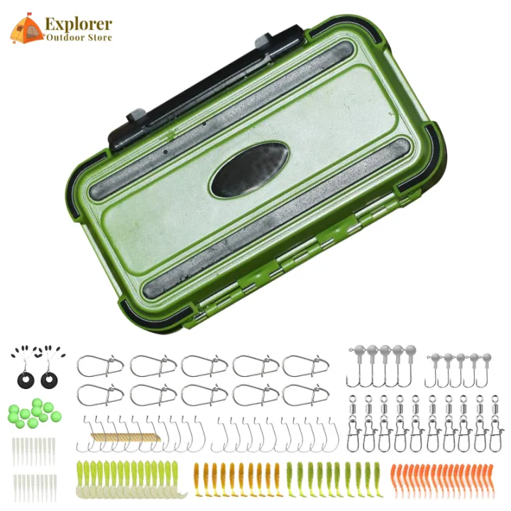 EX【ready stock】221pcs Fishing Lure Bait Set Vib Soft Bait Hook Set With ...