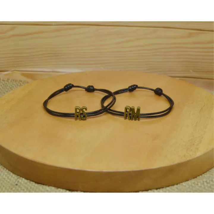 Gelang Inisial Couple Kapel Huruf Nama Tali Korea 2mm Waterproof 2 ...