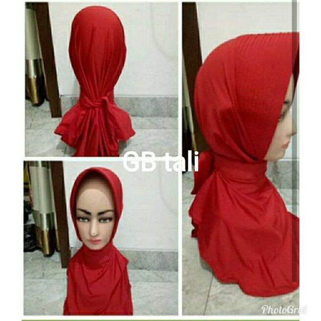 jilbab merah cabe polos tali | Lazada Indonesia