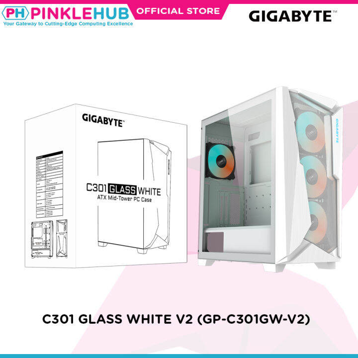 PinkleHub | GIGABYTE C301 GLASS WHITE V2 (GP-C301GW-V2) | Lazada PH