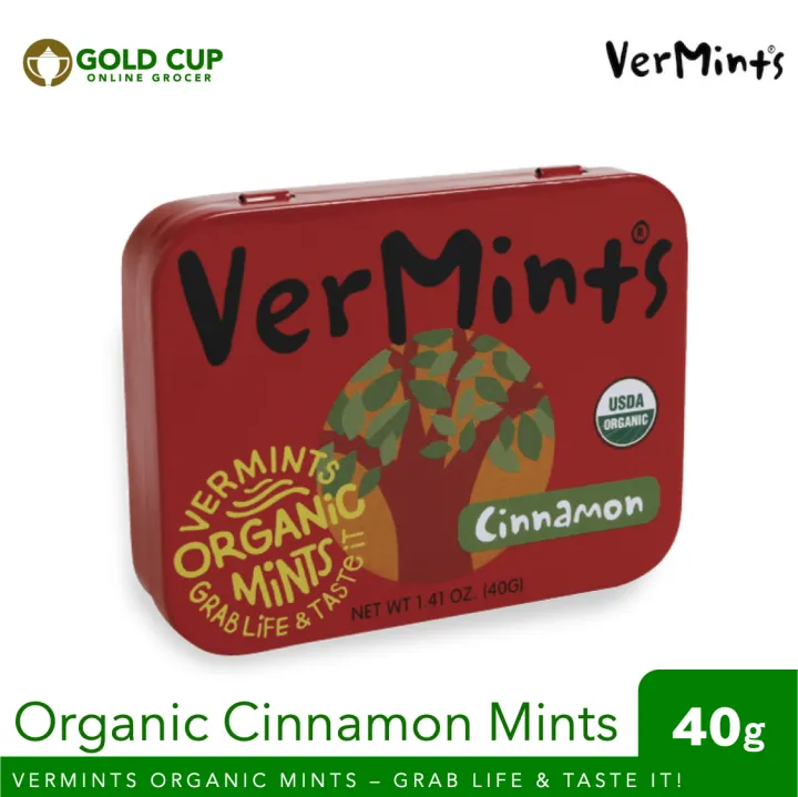 Vermints Organic Mints Cinnamon 40g (USDA Organic - Gluten Free - Kosher - Vegan - Nut Free ...