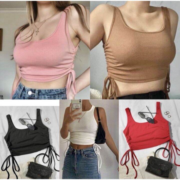 DOLLY Racer Ribbed Sando Side String Tank Croptop | Lazada PH