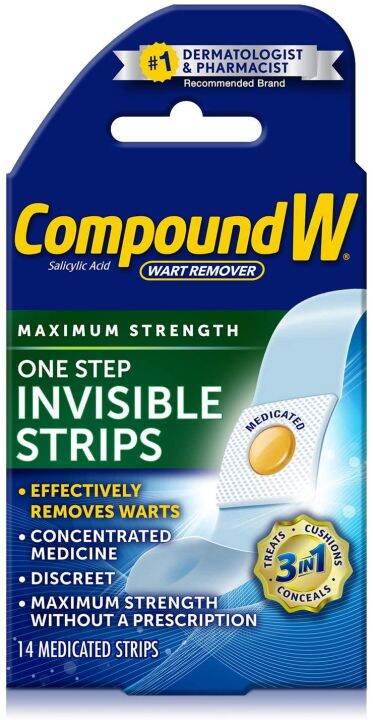 Compound W Maximum Strength One Step Invisible Wart Remover Strips, 14 ...