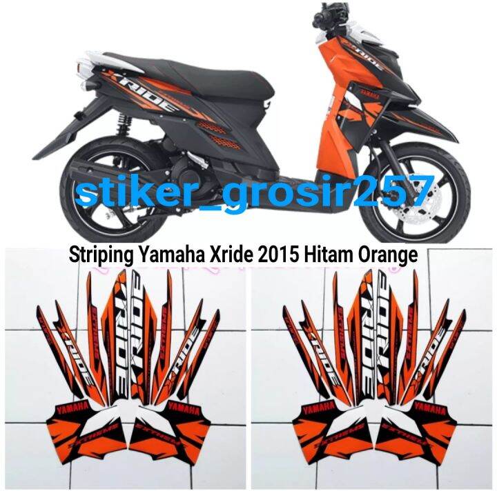 STIKER STRIPING LIS BODY YAMAHA XRIDE X-RIDE 2014 2015 WARNA HITAM OREN ...