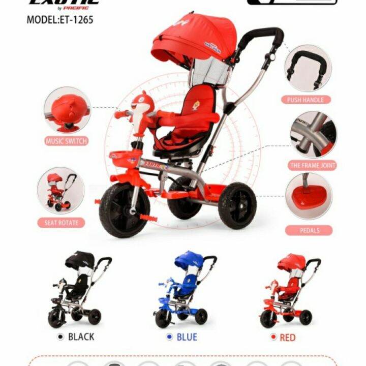 NEW SEPEDA STOLLER Roda Tiga Anak Exotic ET-1265 Baby Shark Tricycle ...