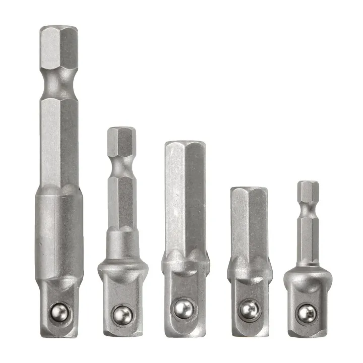 5pcs Hex Drive Power Drill Socket Extension Bit Adaptor Set 1/4 3/8 1/2 ...