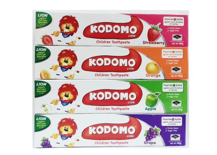 Kodomo Lion Toothpaste for Kids Strawberry,Orange,Grape & Apple 80g | Lazada