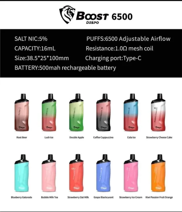 BOOST DISPOSABLE RECHARGEABLE 6500 PUFFS | Lazada PH