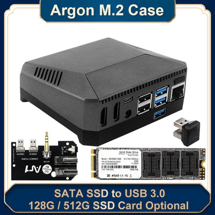 Raspberry Pi 4 Argon M.2 Aluminum Case SATA SSD To USB 3.0 Built-In ...