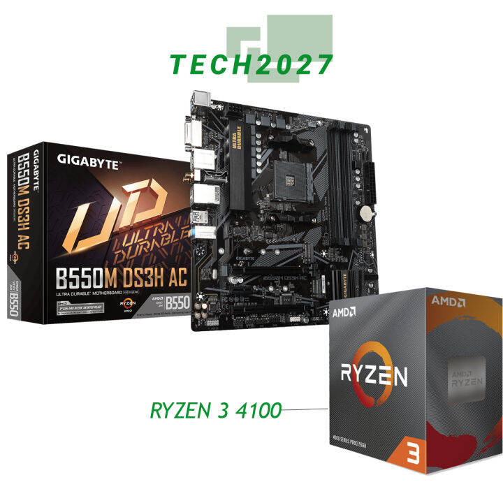 AMD Ryzen 3 4100 3.8 GHz Quad-Core AM4 Processor with GIGABYTE B550M ...