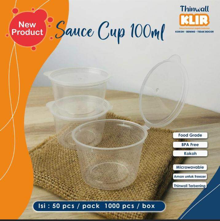 Sauce cup 100ml + tutup / saos cup / tempat saus / wadah sauce Klir ...