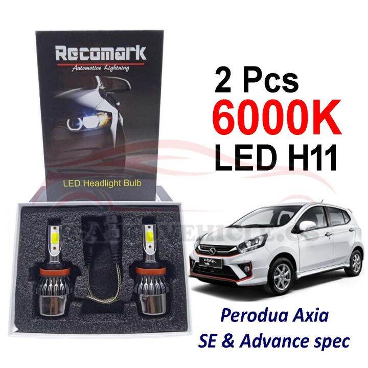Perodua Axia SE & Advance H11 HB3 Car LED Headlamp LED Headlight Bulb 2Pcs 6000K ygautovehicle ...