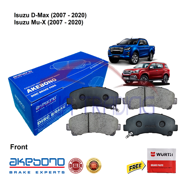 Genuine Akebono Front Brake Pads for Isuzu D-Max (2007-2020), Isuzu Mu-X 1.9/2.5/3.0 (2007-2020 ...