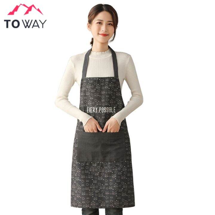 TOWAY-ผ้ากันเปื้อนผ้าฝ้ายครัวกันน้ำและกันน้ำมันแฟชั่นสตรีสไตล์ญี่ปุ่น ...