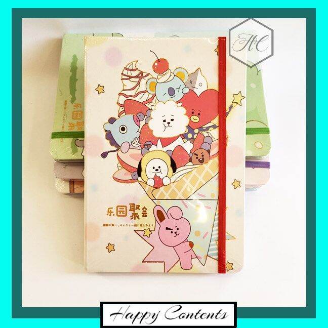 A5 BT21 Design Hard Bound Lined Journal Notebook with garter lock gift ...