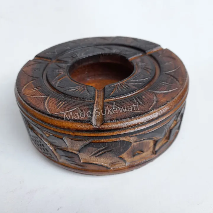 Asbak kayu ukir bulat tapak kerajinan handmade Bali | Lazada Indonesia