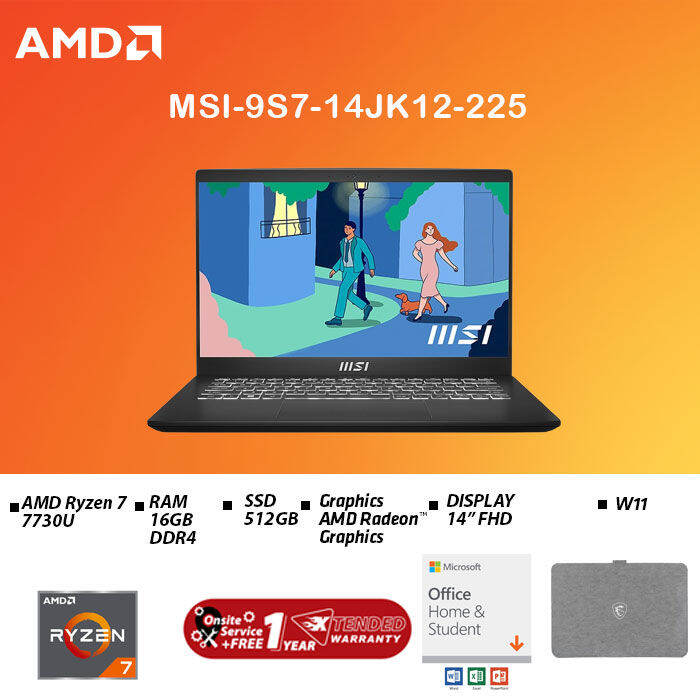 MSI MODERN 14 C7M 9S7-14JK12-225 14 FHD R7-7730U RAM 16GB STORAGE 512GB AMD RADEON W11 | Lazada ...