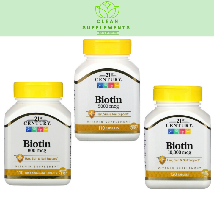 Clean Supplements PH | 21st Century Biotin,800, 5000, 10000mcg, 110 ...