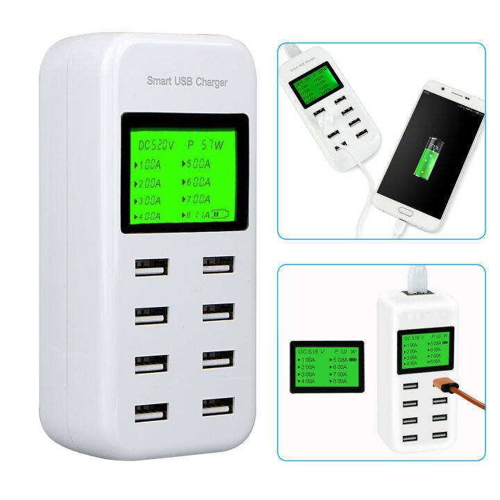 8-Port AC Wall Charger Hub Smart Multi USB Smart Fast Wall Charging ...