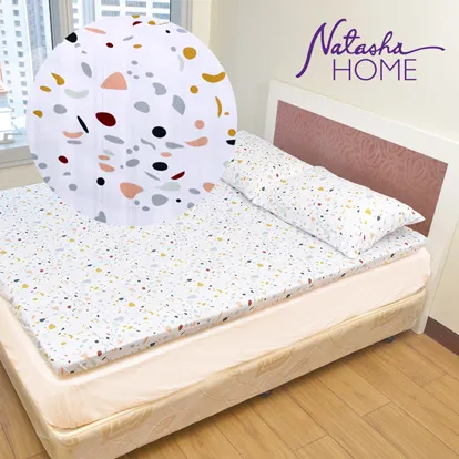 Natasha Home Freckle Queen Size Bed Sheet & 2 Pillow Case 60X75 Brushed ...