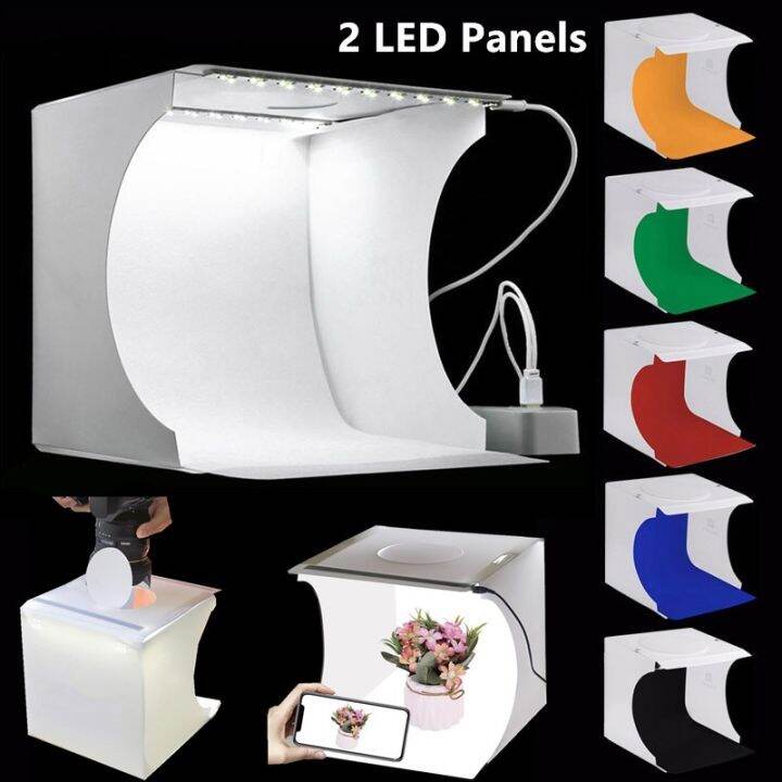 Mini Folding Studio Diffuse Soft Box Lightbox With LED Light Black ...