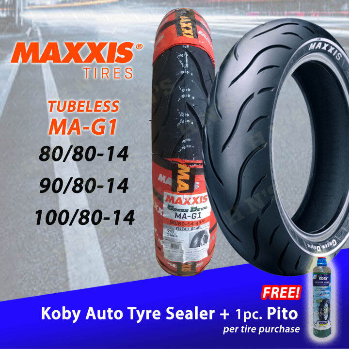 MAXXIS Green Devil MA-G1 Tubeless Tires RIM 14 ( 80/80-14 , 90/80-14 , 100/80-14 ) with FREE ...