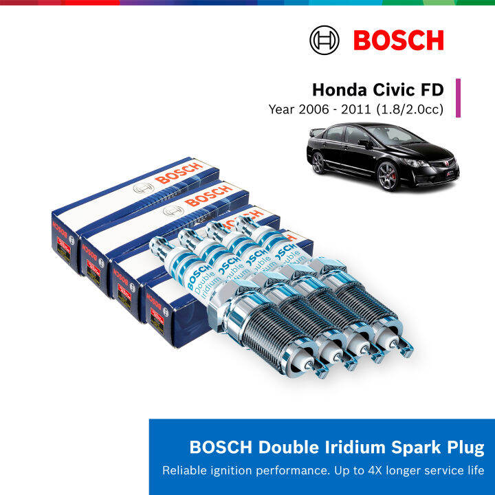 Bosch Double Iridium Spark Plug for Honda Civic FD 1.8cc / 2.0cc (4 Pcs ...