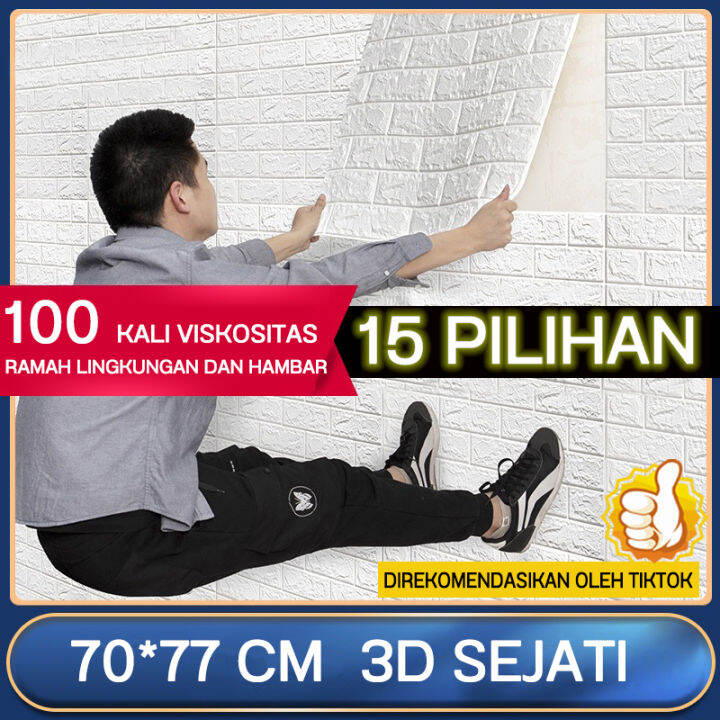 stiker dinding terbaru 2022 Foam 3D Batu Bata Wallpaper Dinding PVC ...
