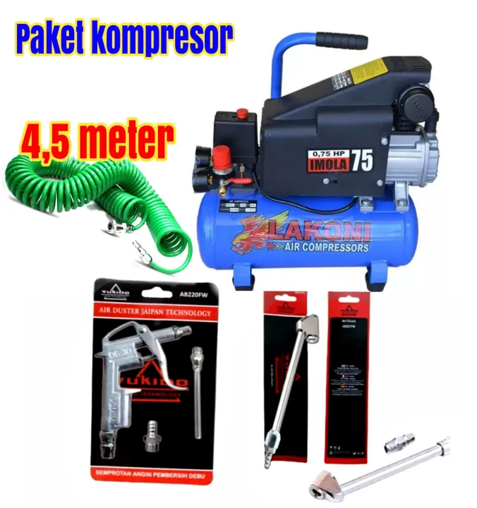[5ITEM] Paket Kompresor Lakoni Imola 75 Kompresor Udara Air Compressor ...