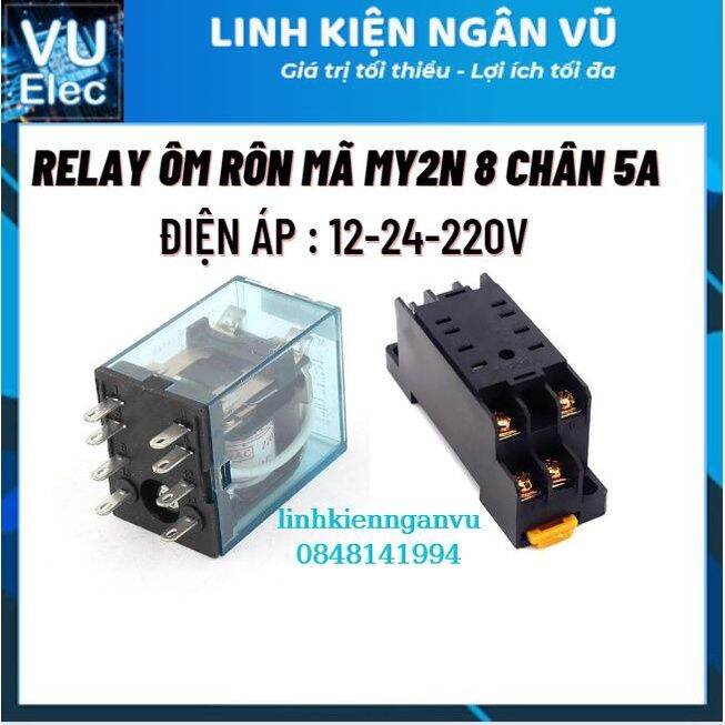 Bộ Relay kính MY2N 12 - 24 - 220 V 8 chân 5A. role trung gian. relay kính | Lazada.vn