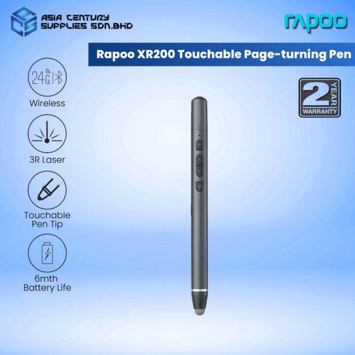 Rapoo XR200 USB 2.4G Touchable Rechargeable 3R Laser Presenter Pen ...
