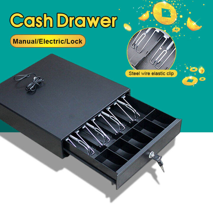 Heavy Duty Cash Box Drawer Cashier Box 5 Grid Bills Cash Register with ...