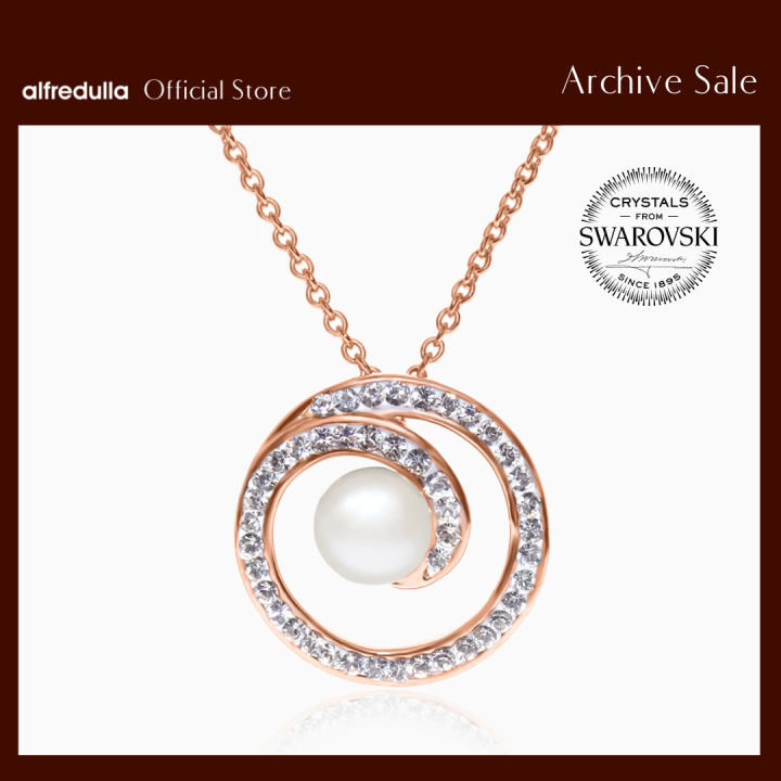 Alfredulla Swirlver Rose Gold Pearl Necklace | Lazada PH