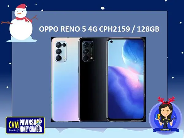 1x OPPO RENO 5 4G CPH2159, 128GB, 8GB RAM, GALACTIC SILVER COLOR ...