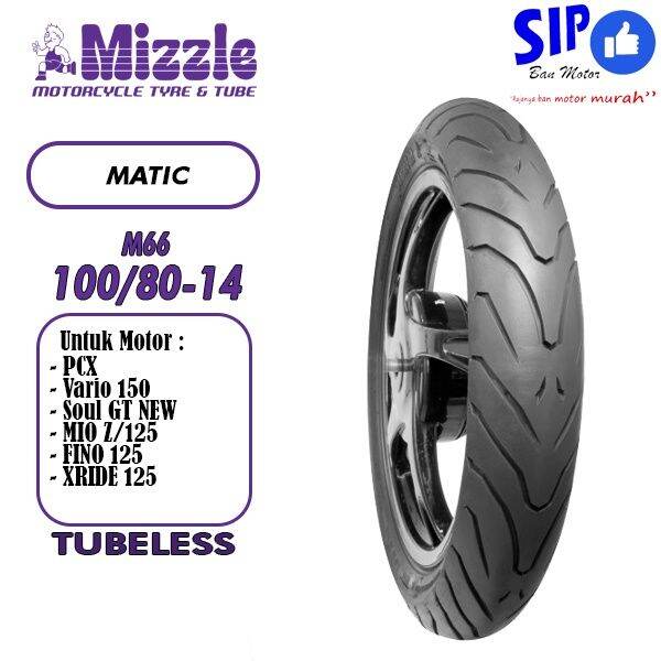 Ban motor matic Mizzle M66 100 80 ring 14 tubeless | Lazada Indonesia