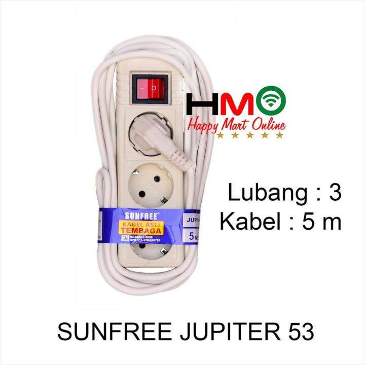 Sunfree Stop Kontak Kabel 5 Meter 3 Lubang Colokan Listrik Jupiter Sunfree-53 | Lazada Indonesia