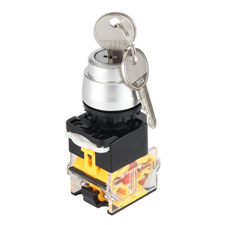 Rotary Key lock Select Ignition 2 Position 3 Position Pushbutton Switch 380VAC 10A 1NO1NC Auto ...
