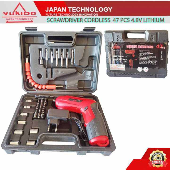 YUKIDO/JLD Mesin Bor Tangan Baterai Tembok Set 45 Pcs (Bolak Balik ...