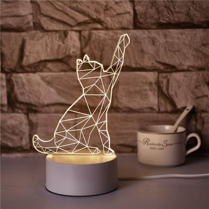 Animal Light Cat / Cats 3D Acrylic LED Lamp Night Desk Room Lamp Cat ...