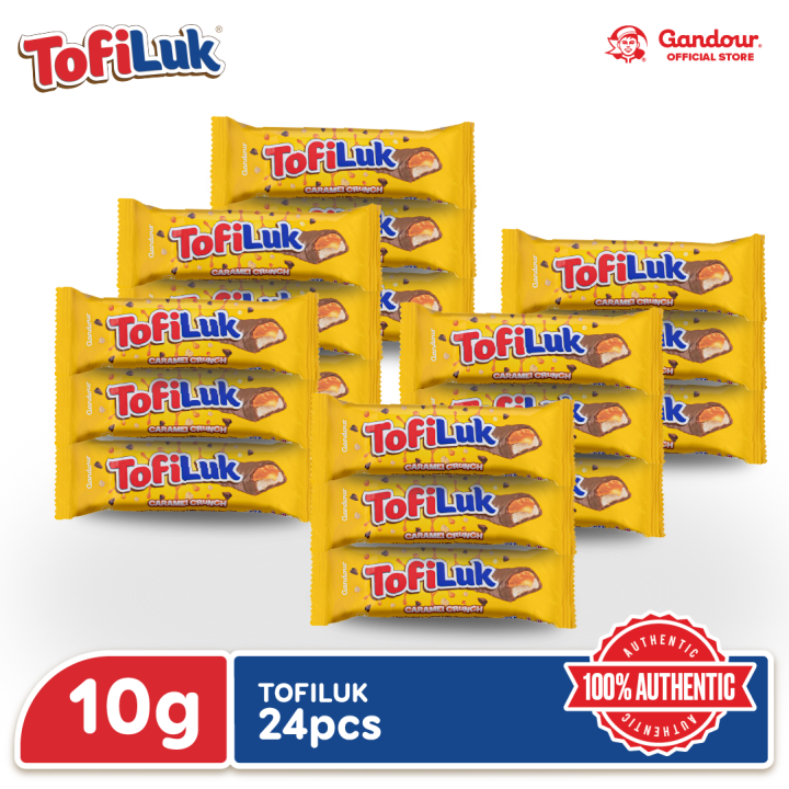 Gandour Tofiluk Caramel Crunch Chocolate Bar 10g - Pack of 24 Official ...