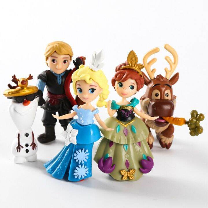 5ชิ้น/เซ็ต Frozen Kawaii Assembly Elsa Anna Olaf Sven Kristoff Action ...