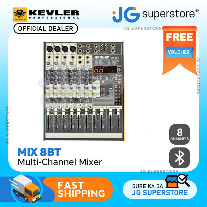 KEVLER MIX-8BT 8-Channel Compact Bluetooth Mixer with 4 Microphone/Line ...